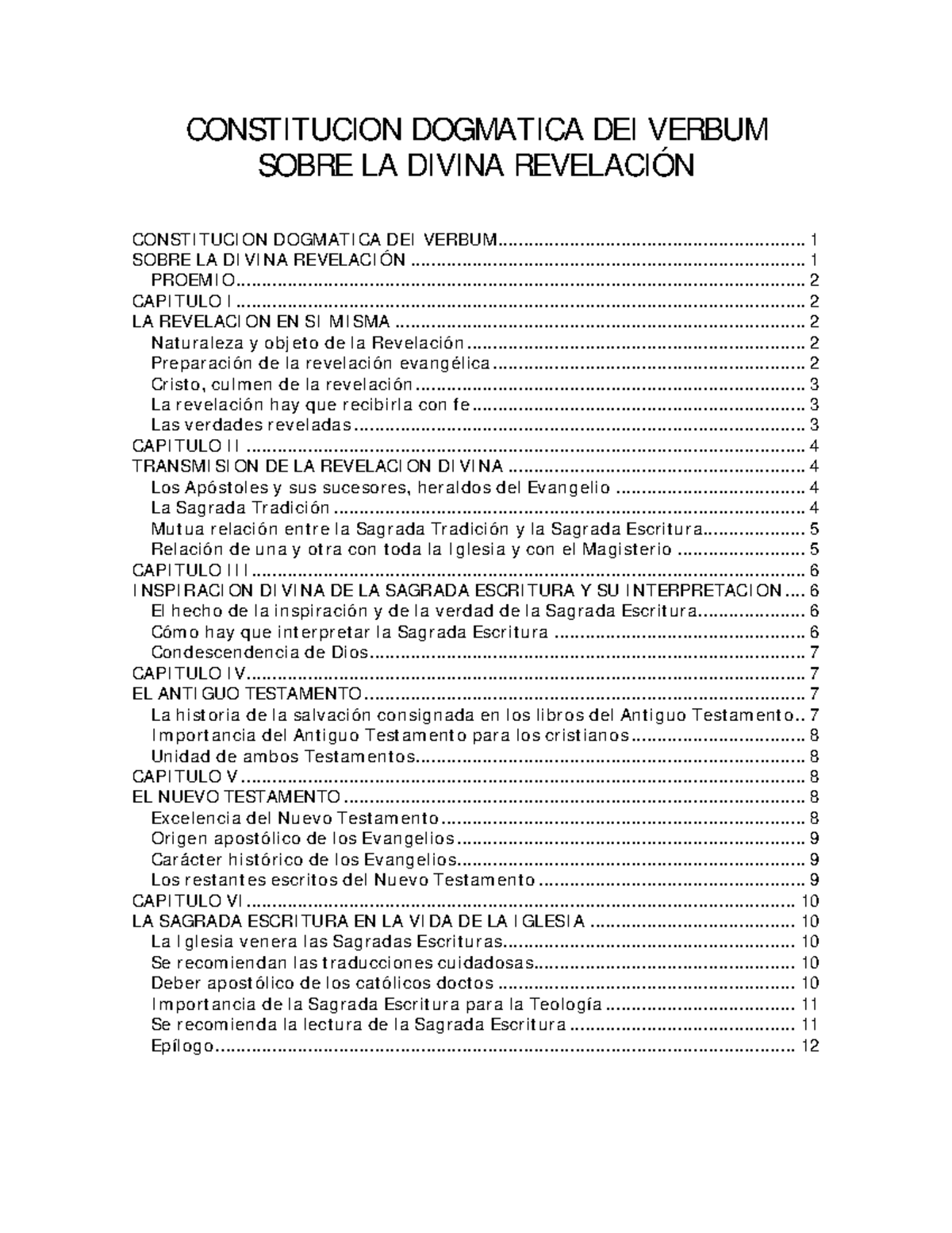 Dei Verbum - DFVF - SOBRE LA DI VI NA REVELACI ÓN CONSTI TUCI ON ...