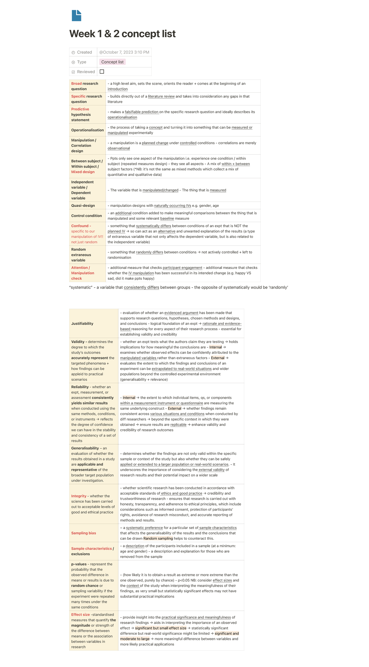 Week 1 & 2 concept list - Week 1 & 2 concept list Created Type Concept ...