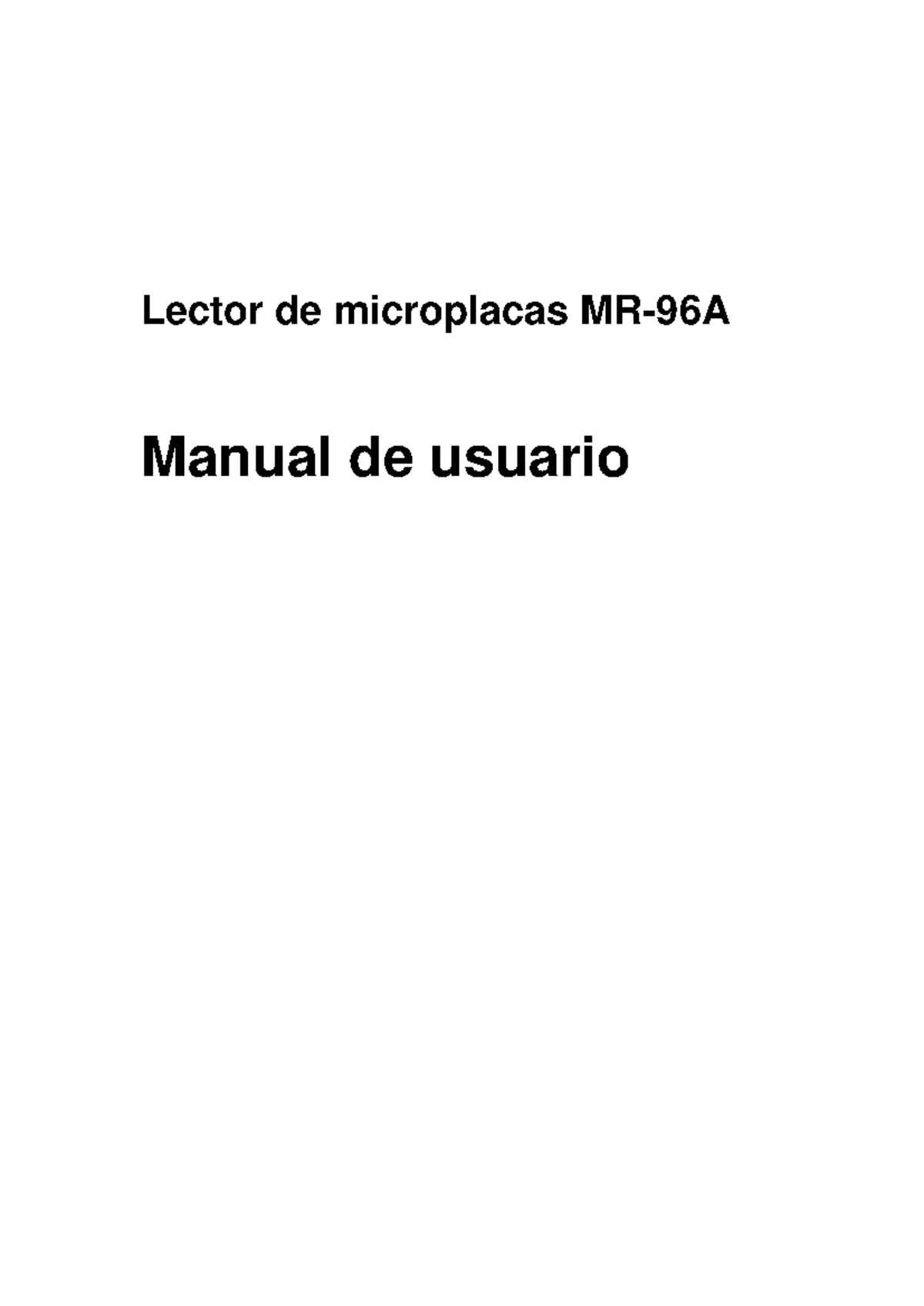 455771262 MR 96A Operation Manual V1 0 Spanish - Lector de microplacas ...