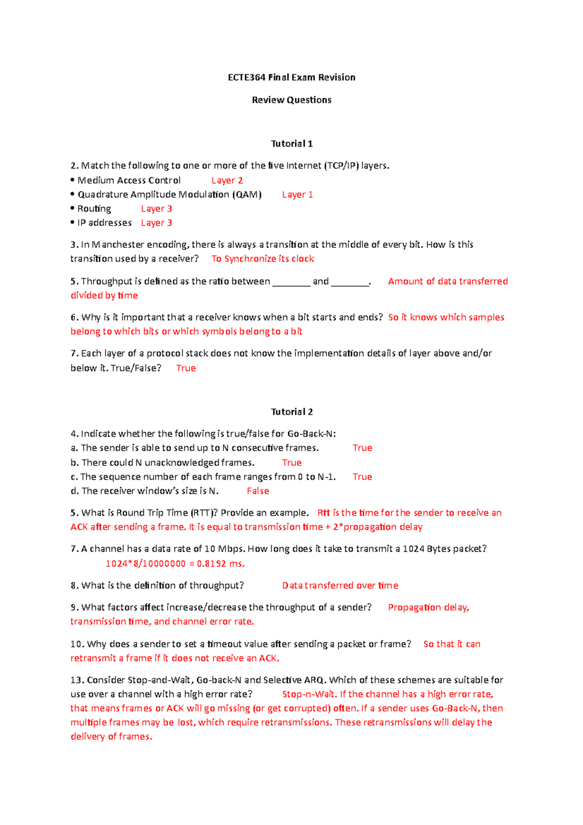 ECTE364 Final Exam Revision Review Qs - ECTE364 Final Exam Revision ...