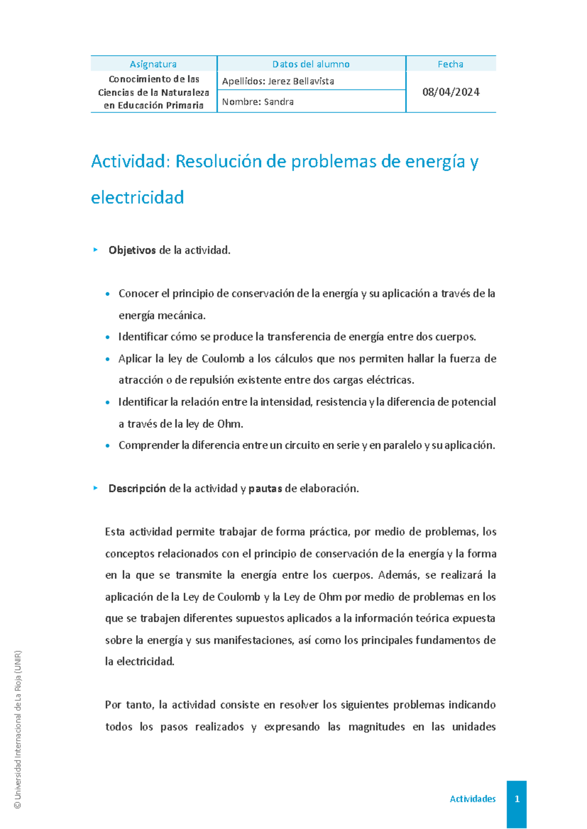 Resolucion DE Problemas DE Energia Sandra Jerez - Conocimiento de las ...