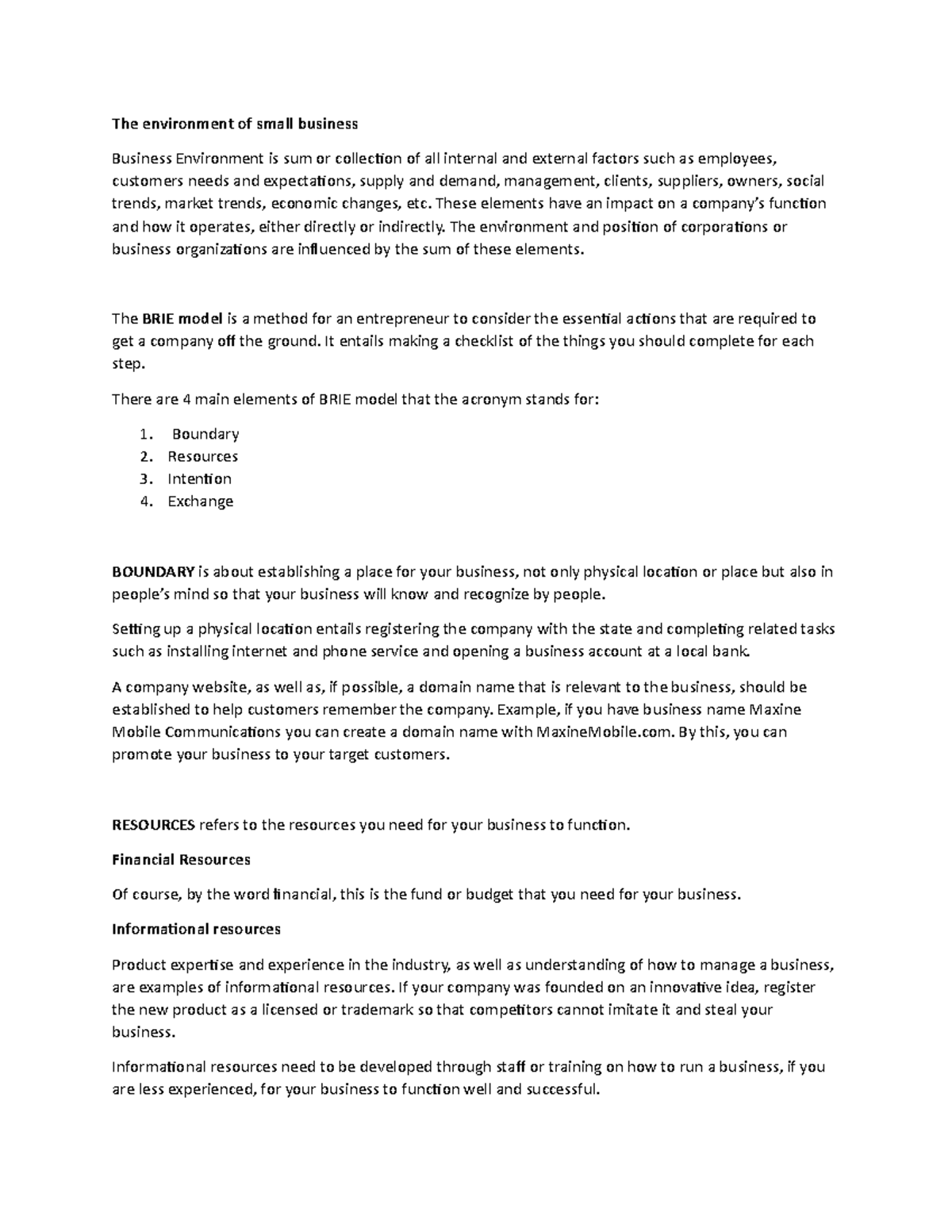 The environment of Small Business - The environment of small business ...