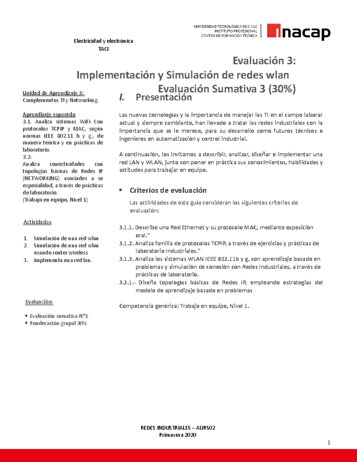 EV 3 Instrucciones Grupo A - Evaluación 3: Implementación y Simulación ...