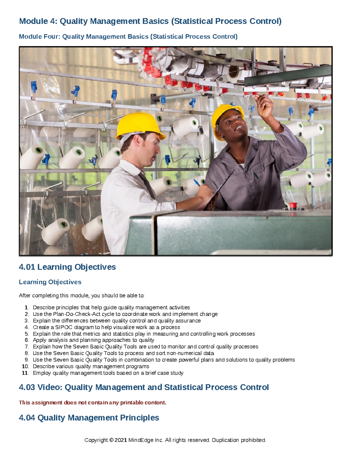 Module 4 Quality Management Basics Statistical Process Control - 4 ...