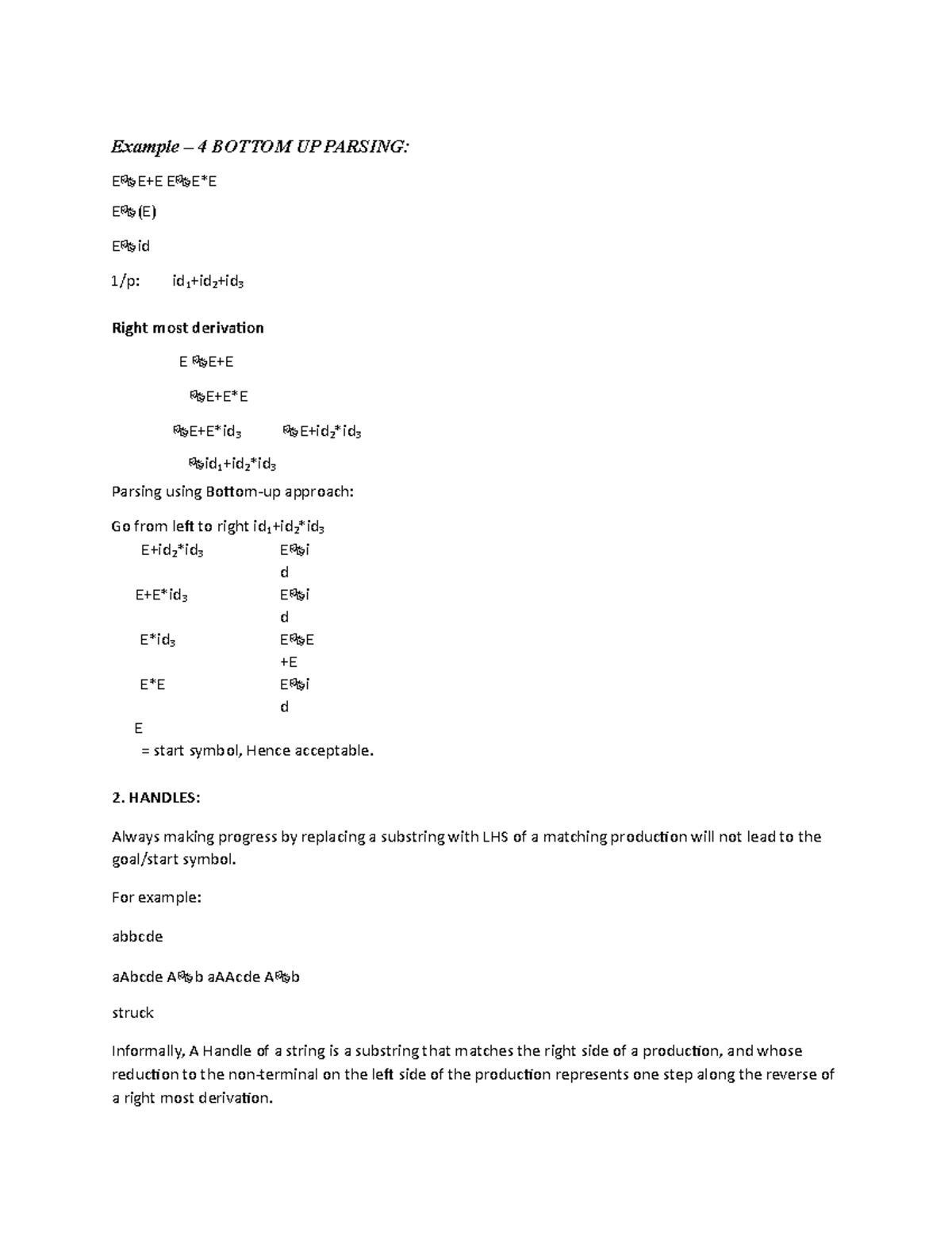 Example Bottom Up Parsing Example 4 Bottom Up Parsing E Ee E Ee E E E Id 1p Id 1 Id