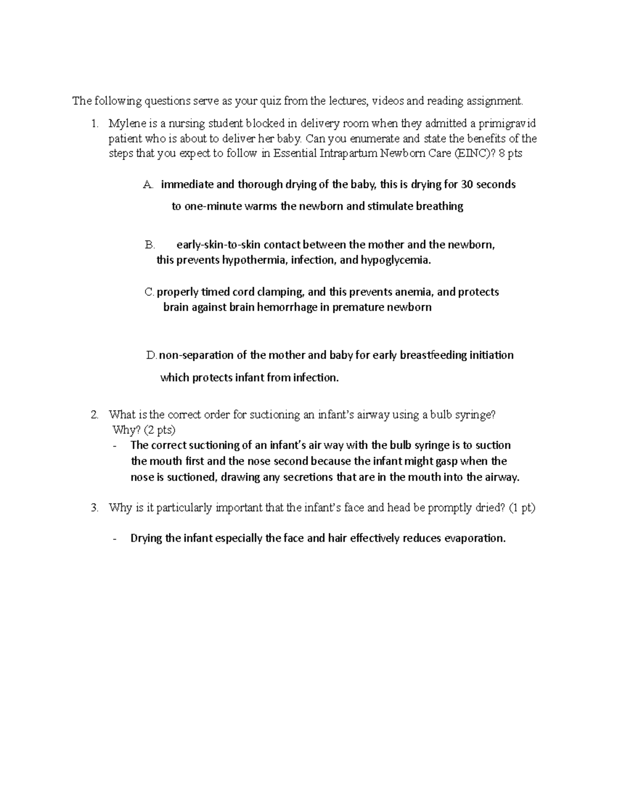 Newborn-QUIZ - newborn quiz - The following questions serve as your ...