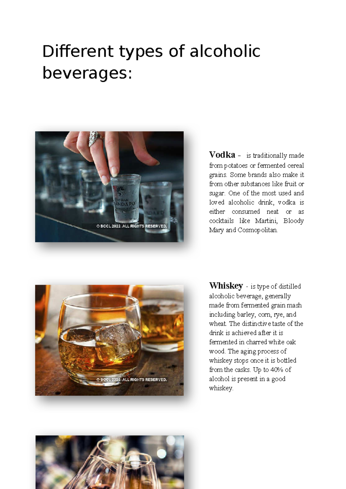 Different types of alcoholic beverages - Different types of alcoholic ...