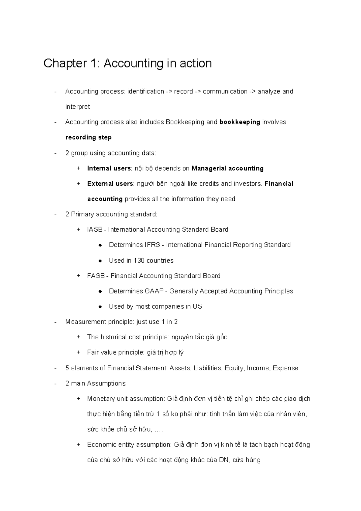 Principles of Accounting - Chapter 1: Accounting in action Accounting process: identification ...