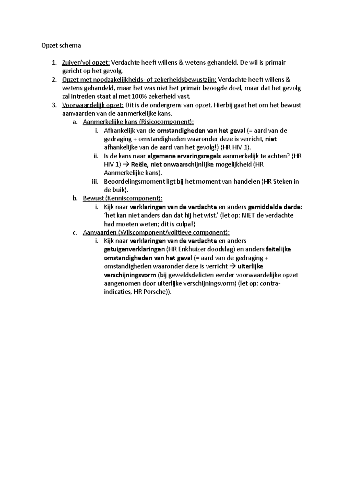 Opzet Schema Werkgroep Materieel Strafrecht - Opzet schema Zuiver/vol ...