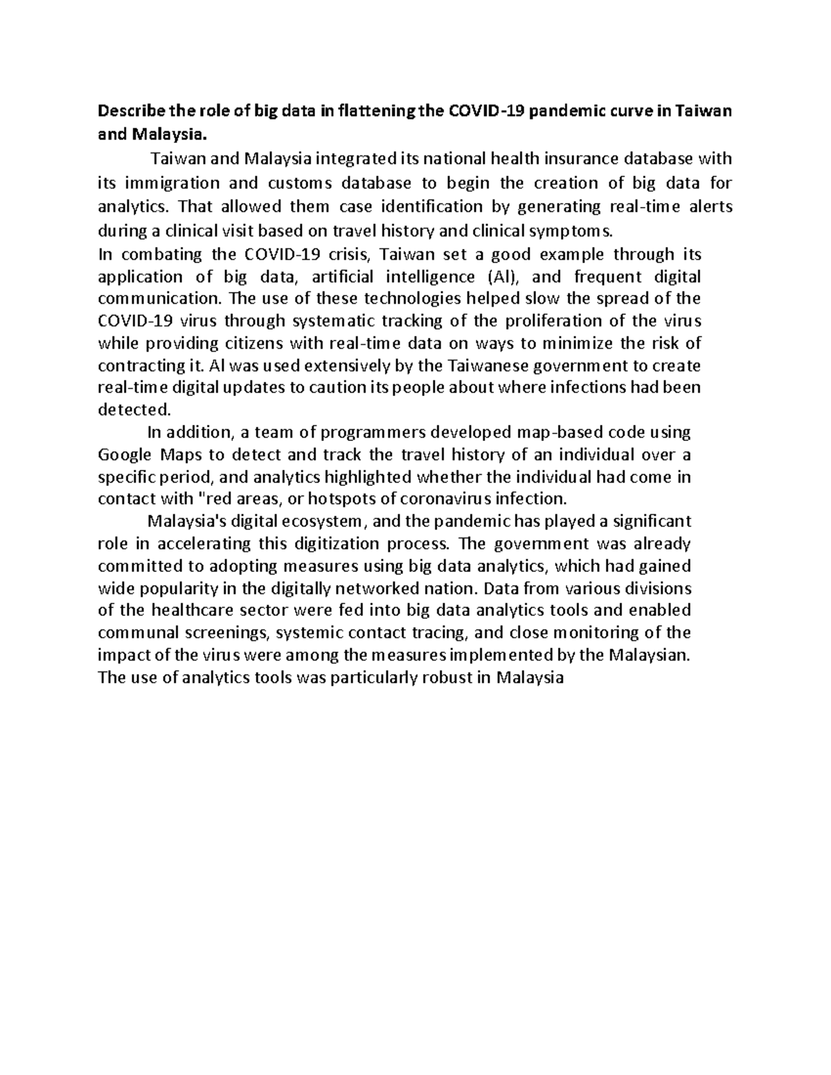 MIS-DB Answers - Short assignment - Describe the role of big data in ...