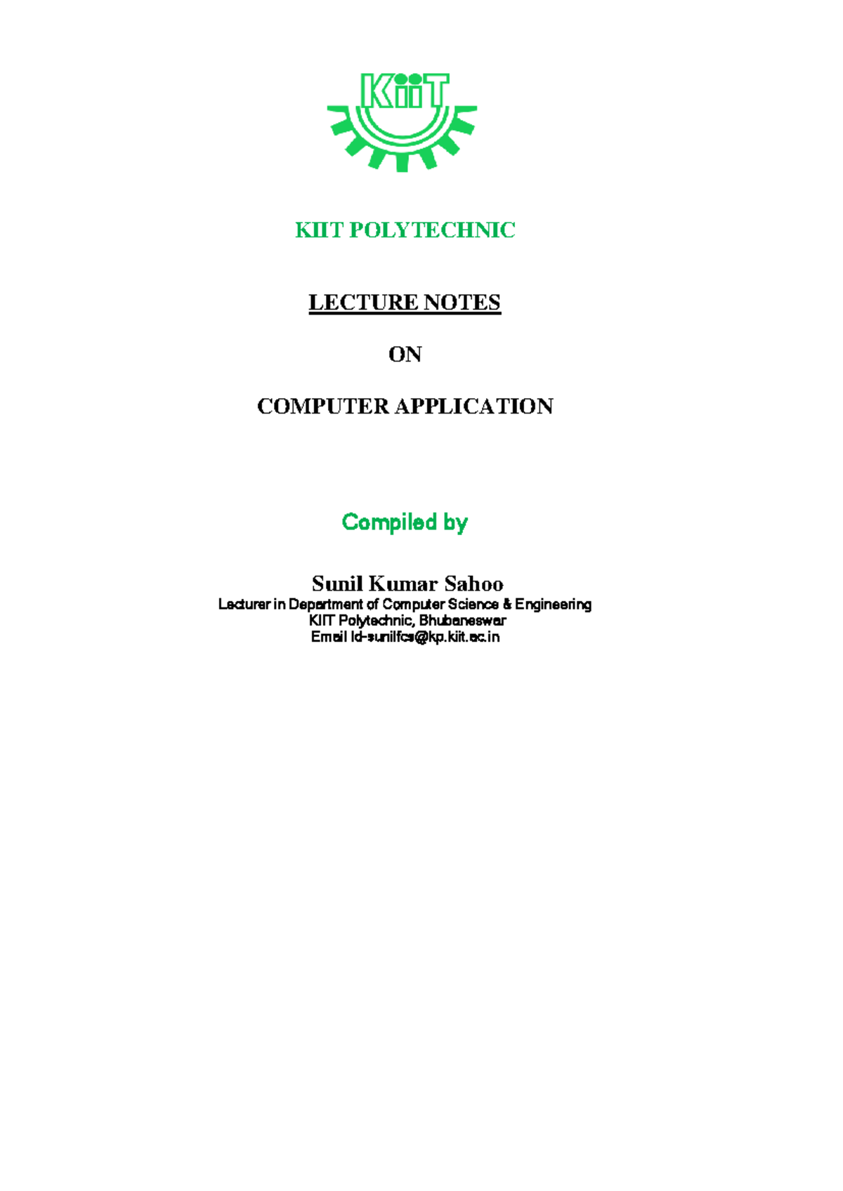 2ND CSE CA- Study- Material - LECTURE NOTES ON COMPUTER APPLICATION ...
