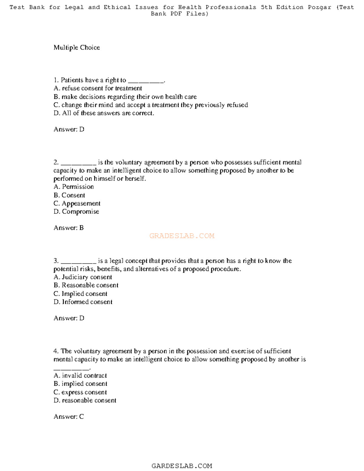 Pozgar CH12-Legal and Ethical Issues for Health Professionals, 5e - G R ...