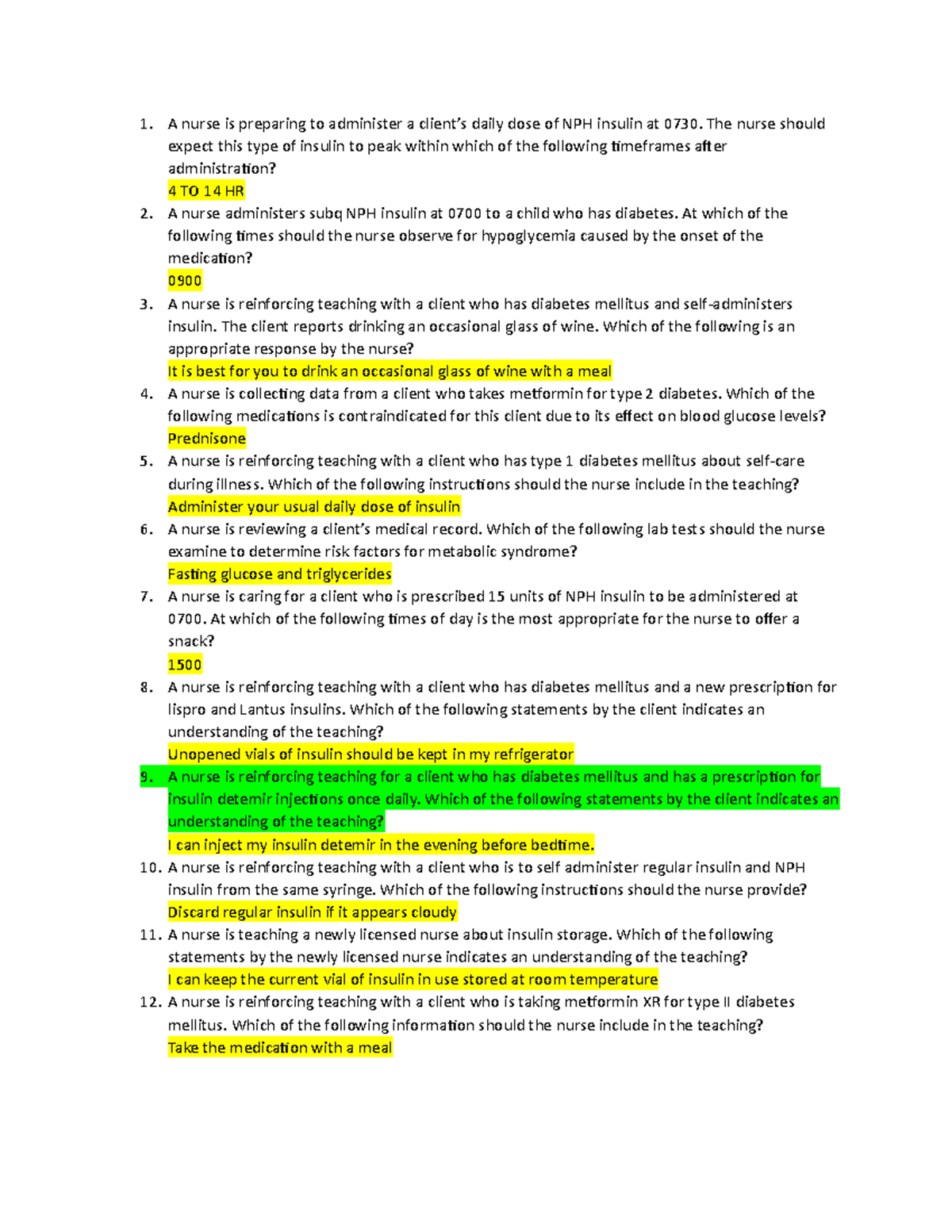 Insulin Practice - A nurse is preparing to administer a client’s daily ...