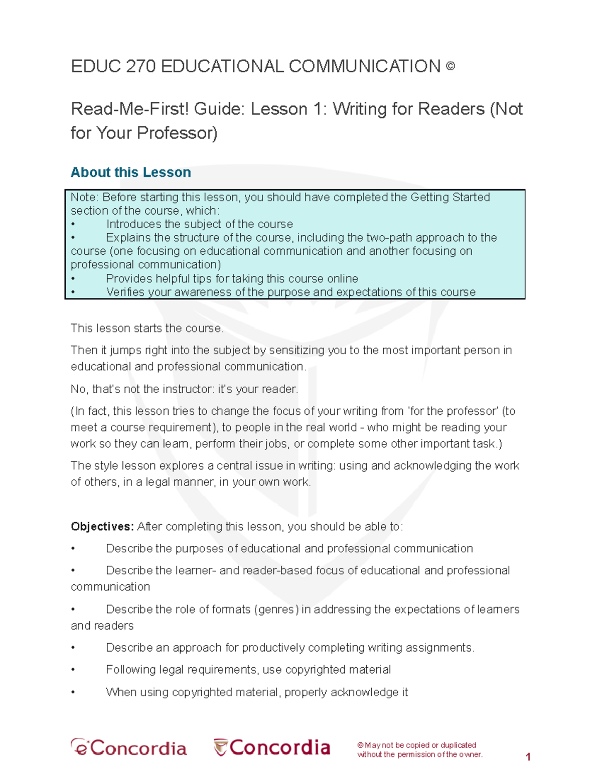 EDUC270 L1 Read Me First - EDUC 270 EDUCATIONAL COMMUNICATION Read-Me ...