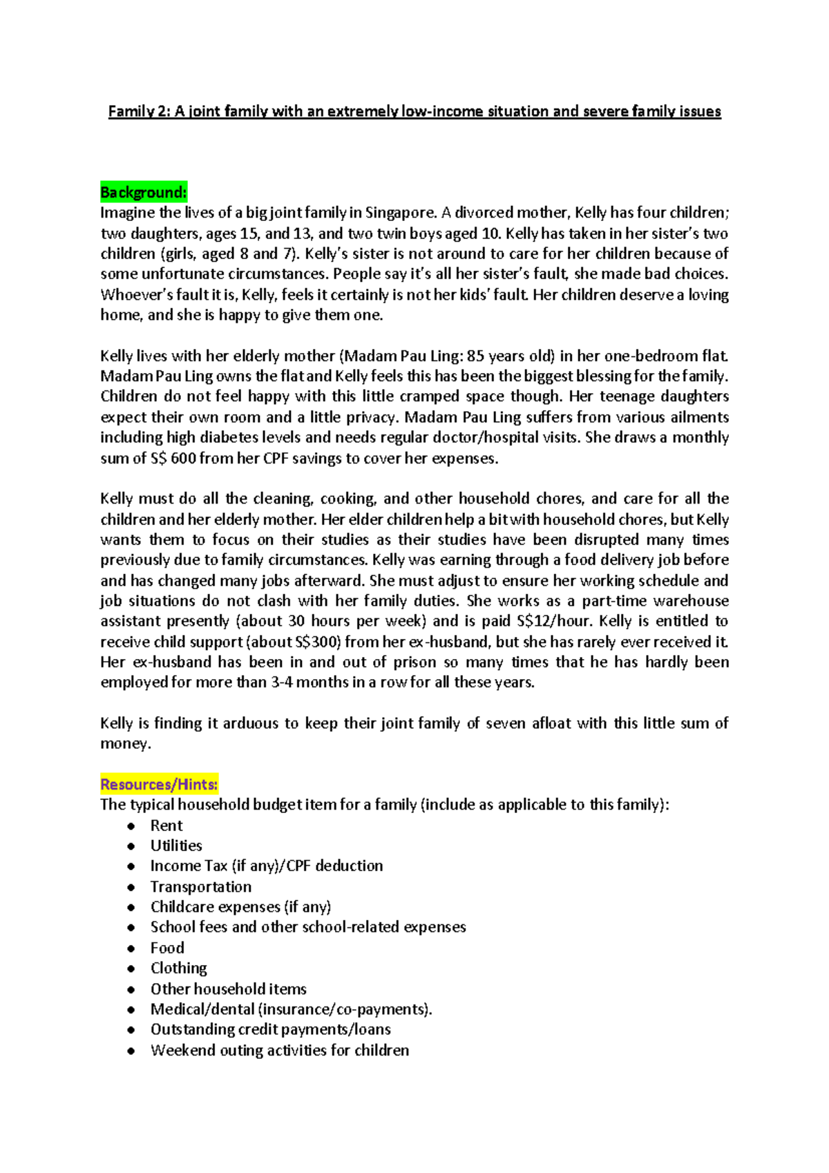 Family 2 - Tutorial Work - Family 2: A joint family with an extremely ...