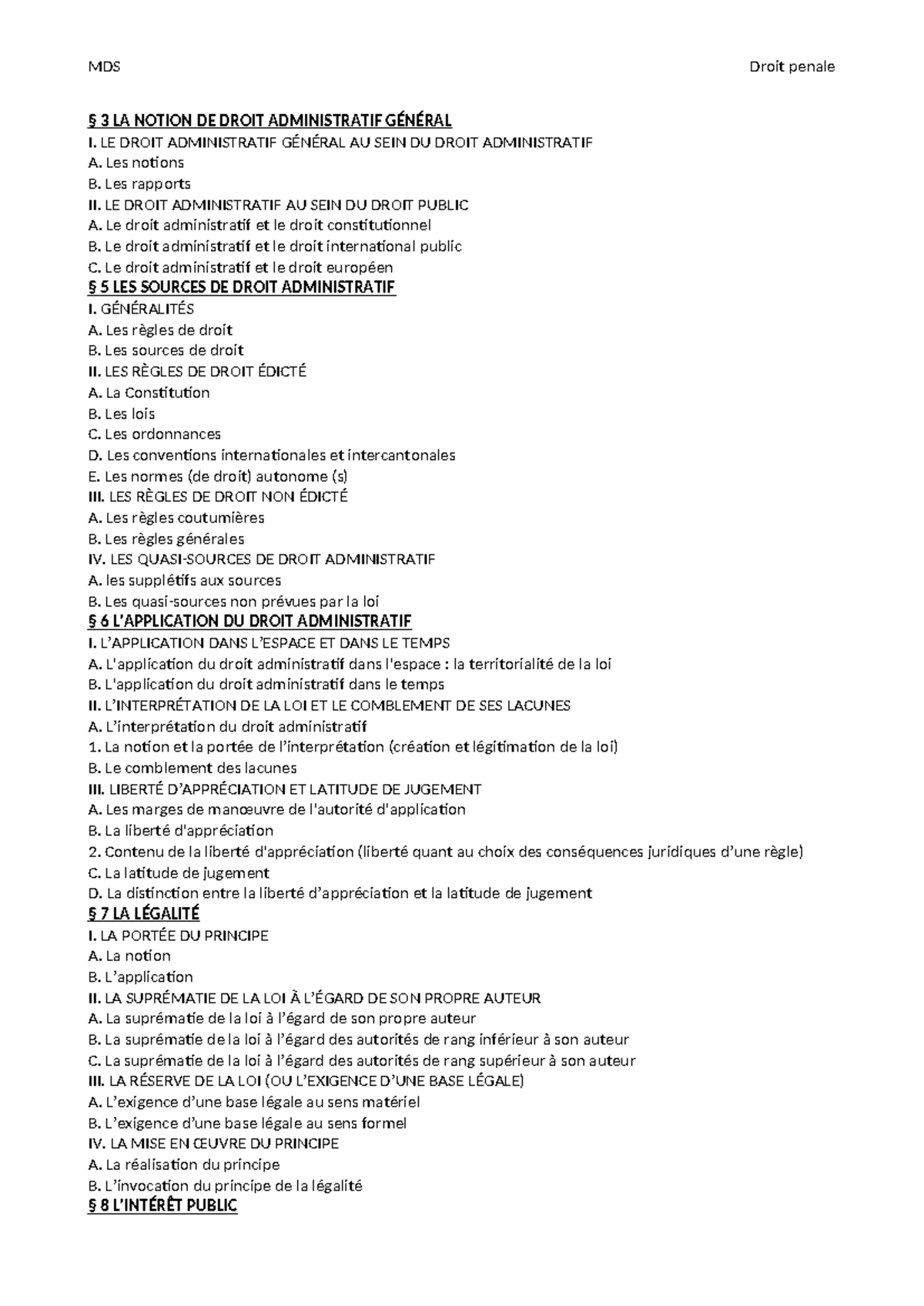 Checklist - § 3 LA NOTION DE DROIT ADMINISTRATIF GÉNÉRAL I. LE DROIT ADMINISTRATIF GÉNÉRAL AU ...