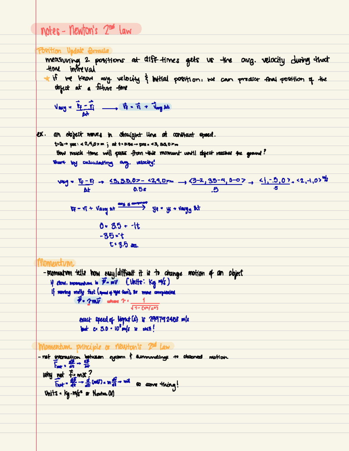 Newton's 2nd Law - 2nd law Position Update formula measuring 2 ...