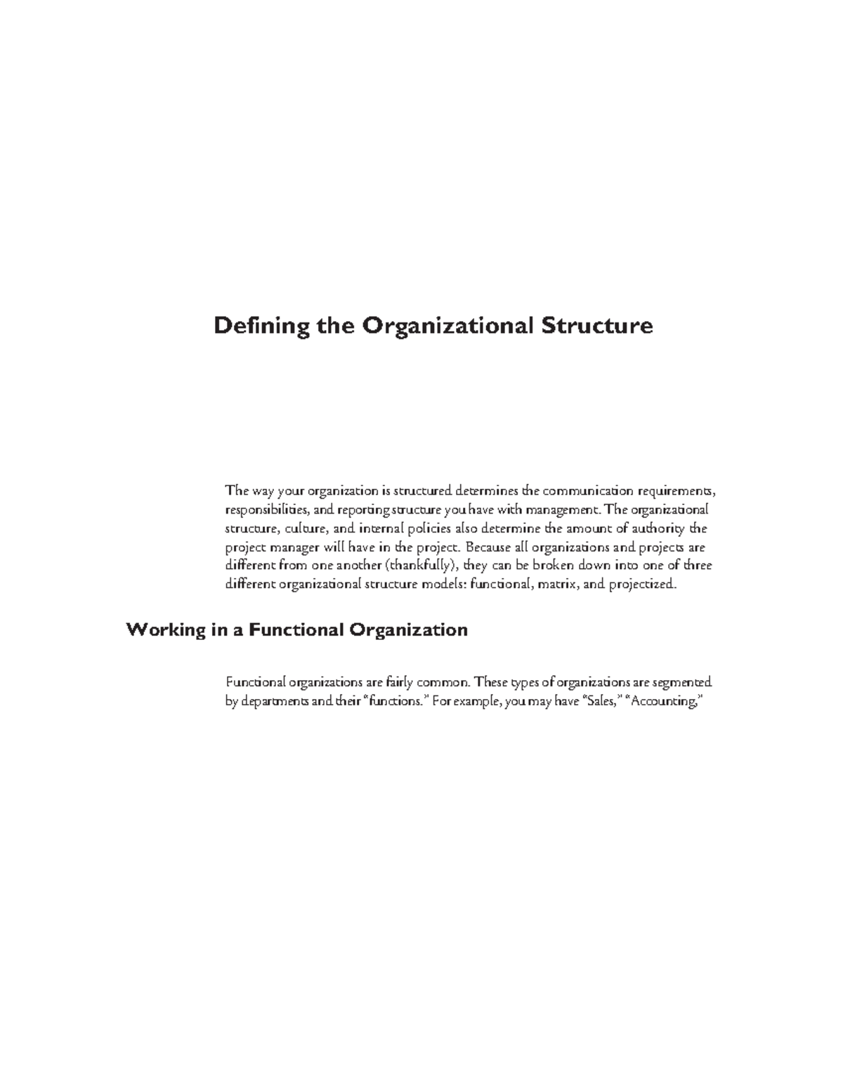 Defining the Organizational Structure - The organizational structure ...
