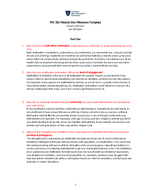 PSY 328 Module 3-1 Journal - PSY 328 Module Three Journal Shayna ...
