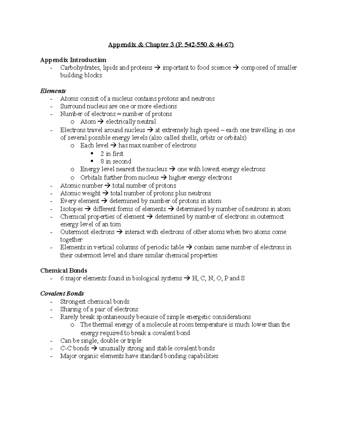 Part 1 Textbook Notes - Appendix & Chapter 3 (P. 542-550 & 44-67 ...