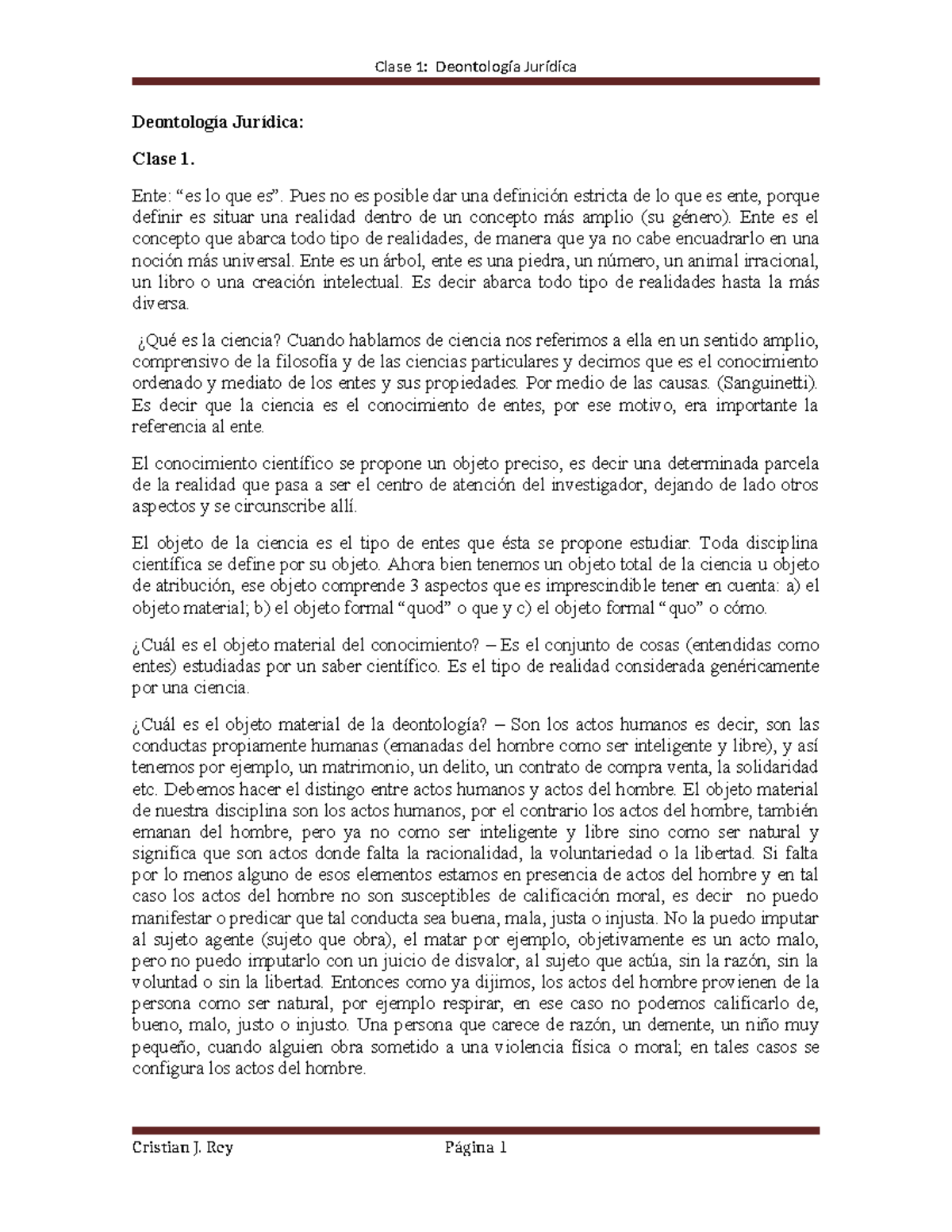 Objeto formal quo y quod, clase desgrabada Deontologia.docx · versión 1 ...