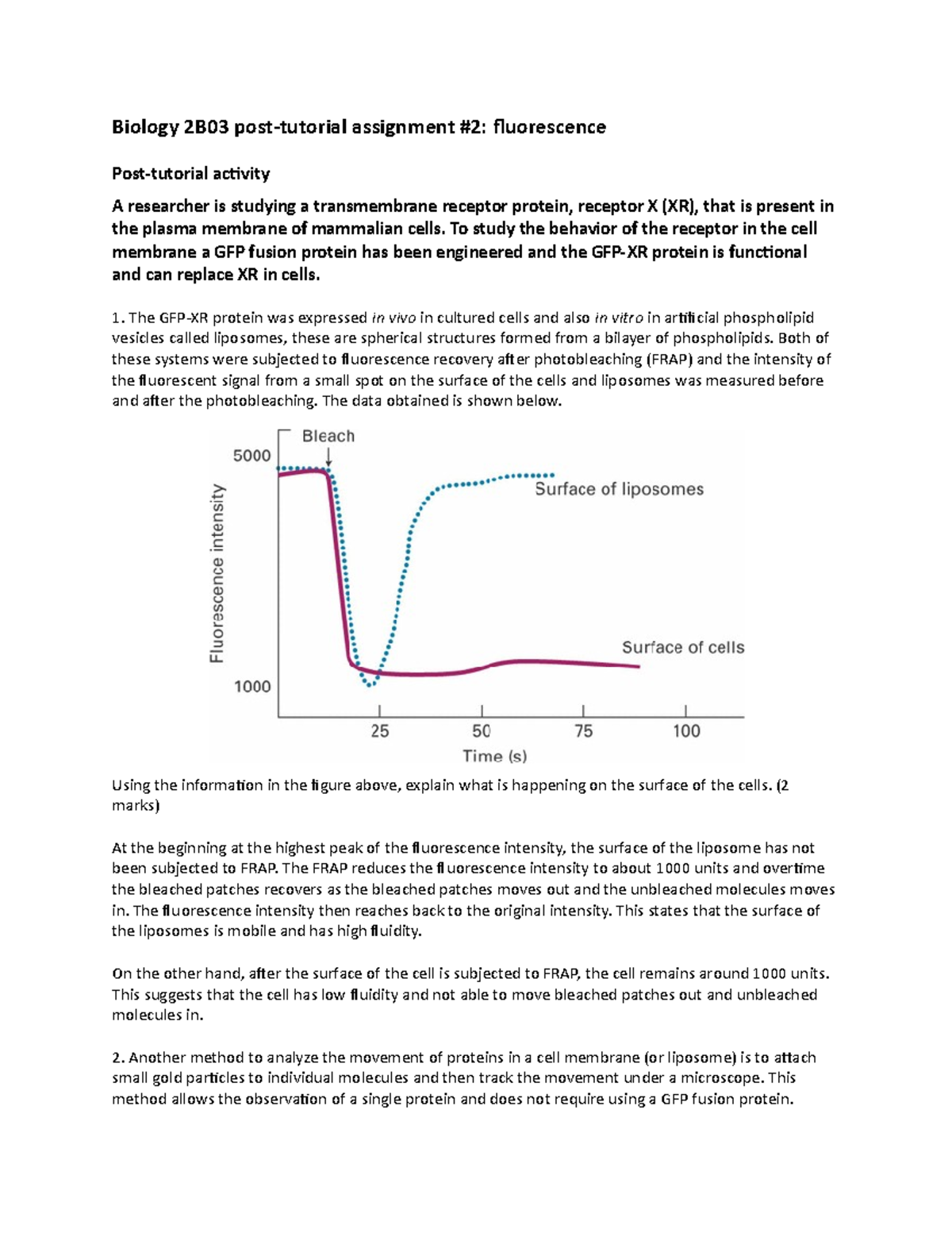 F20 Bio 2B03 post-tutorial assignment 2 fluorescence - Biology 2B03 post-tutorial assignment #2 ...