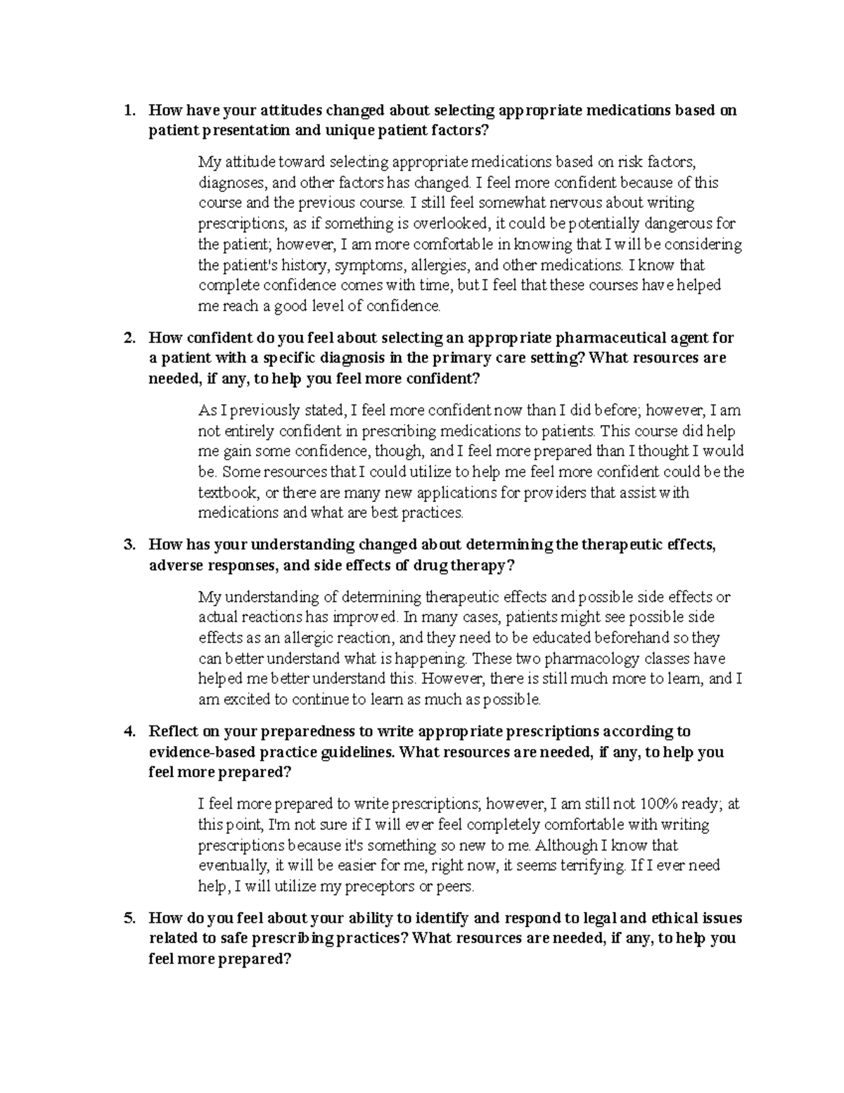 NR566 Week 8 Reflection KBG - How have your attitudes changed about selecting appropriate - Studocu