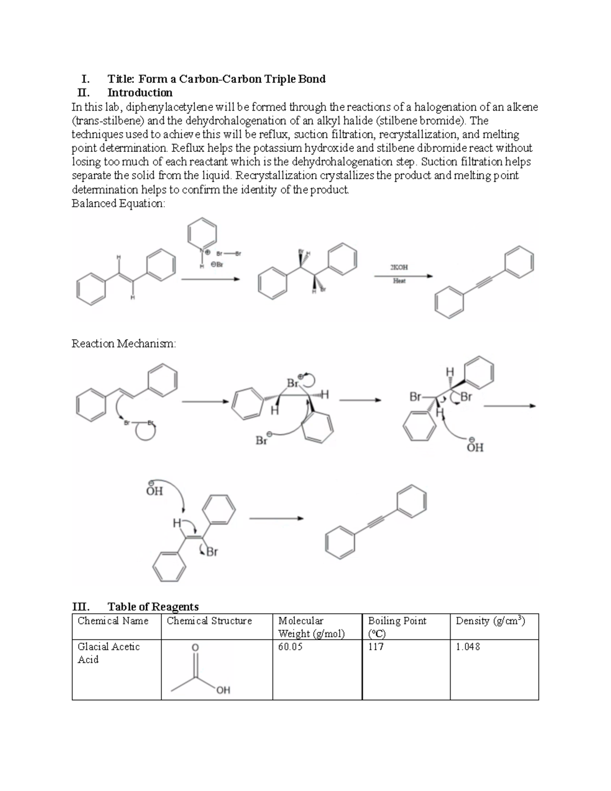 Form a Carbon-Carbon Triple Bond - I. Title: Form a Carbon-Carbon ...