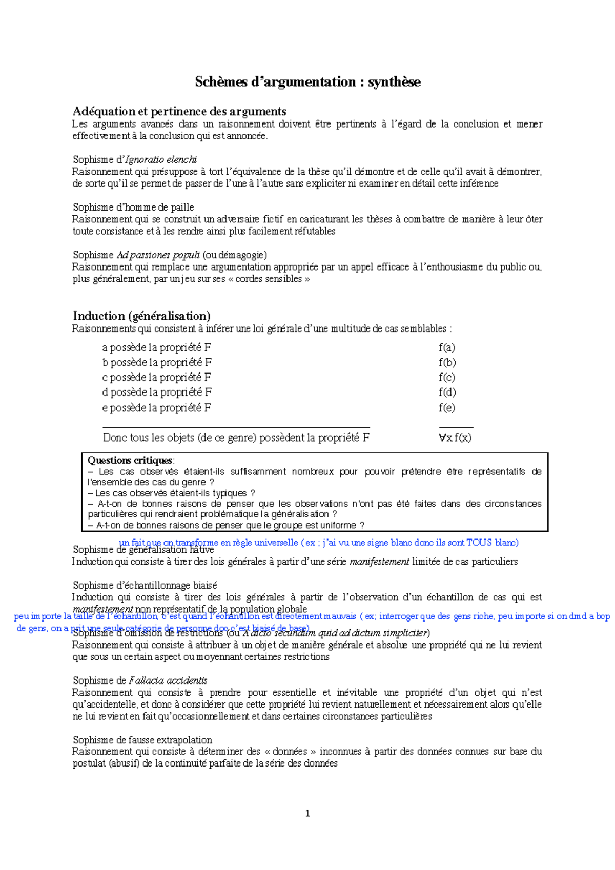 Schmas-dargumentation - Schèmes d’argumentation : synthèse Adéquation et pertinence des ...