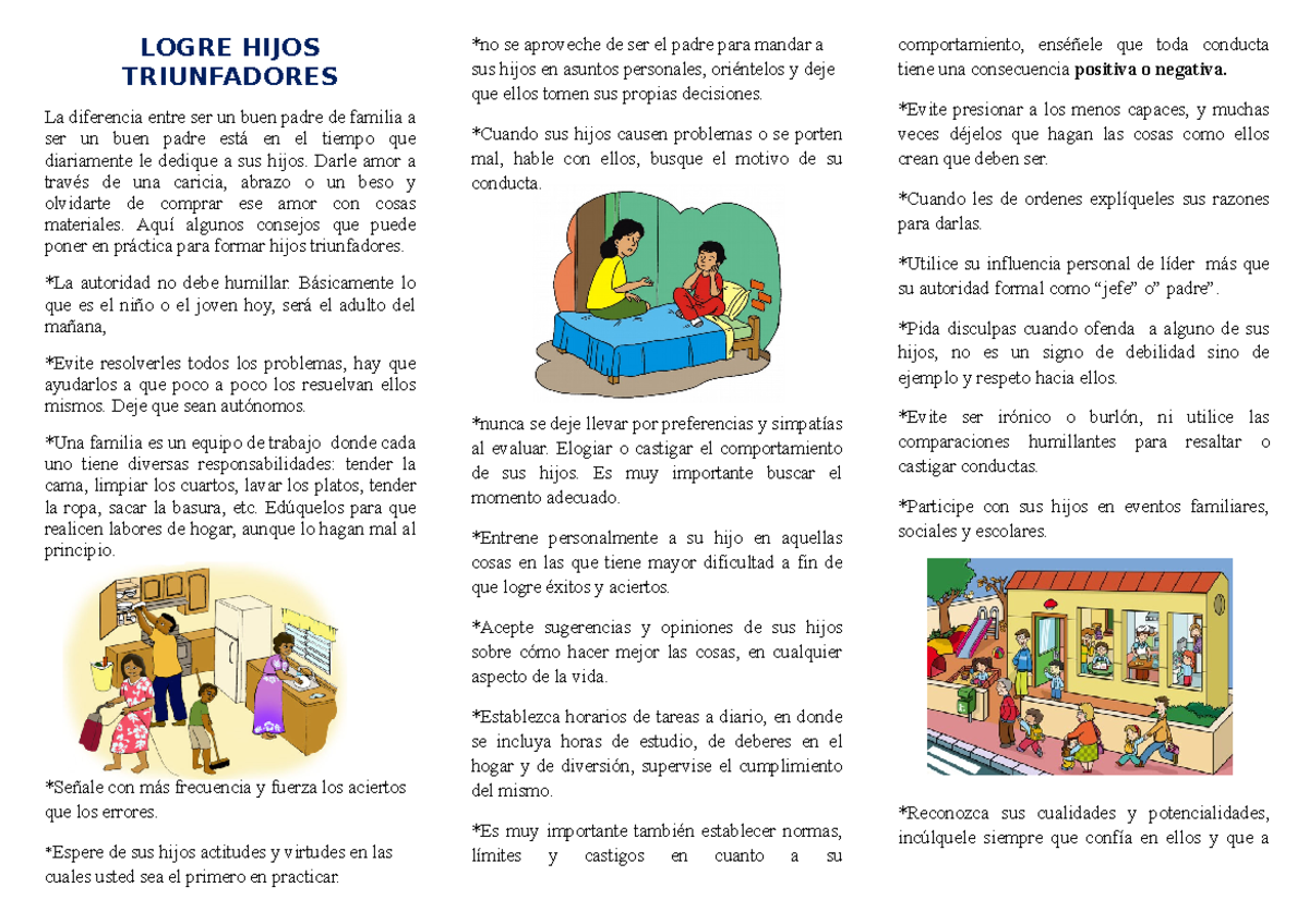 Triptico Internado I - Autoestima en los niños. - LOGRE HIJOS ...