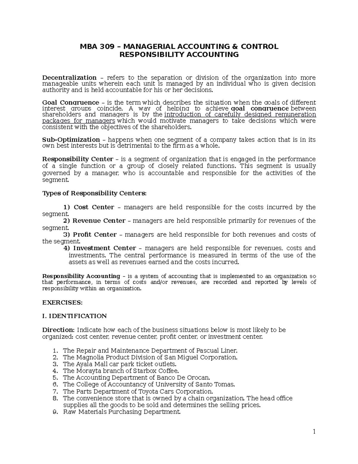 6 - Accounting notes - MBA 309 – MANAGERIAL ACCOUNTING & CONTROL ...