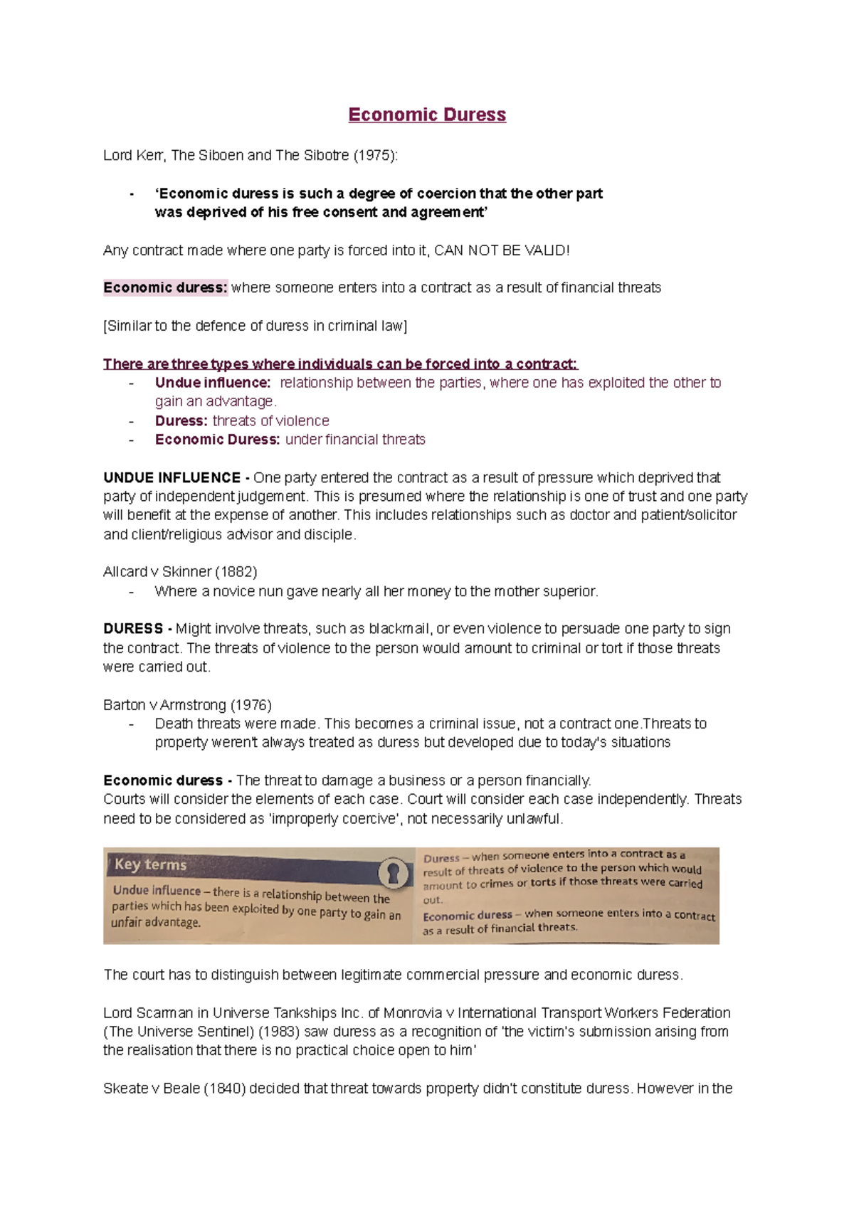 Economic Duress - A Level / year 1 lecture and class notes - Economic ...