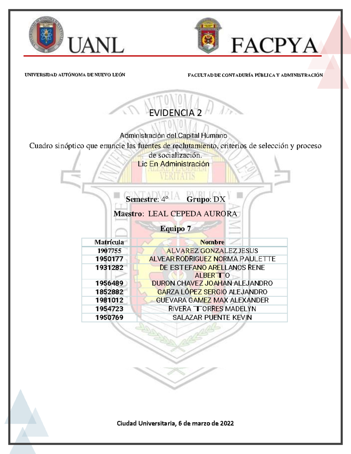 EV2- Admoncaphum-EQ7 FACPYA UANL 2022 - Administración Del Capital ...