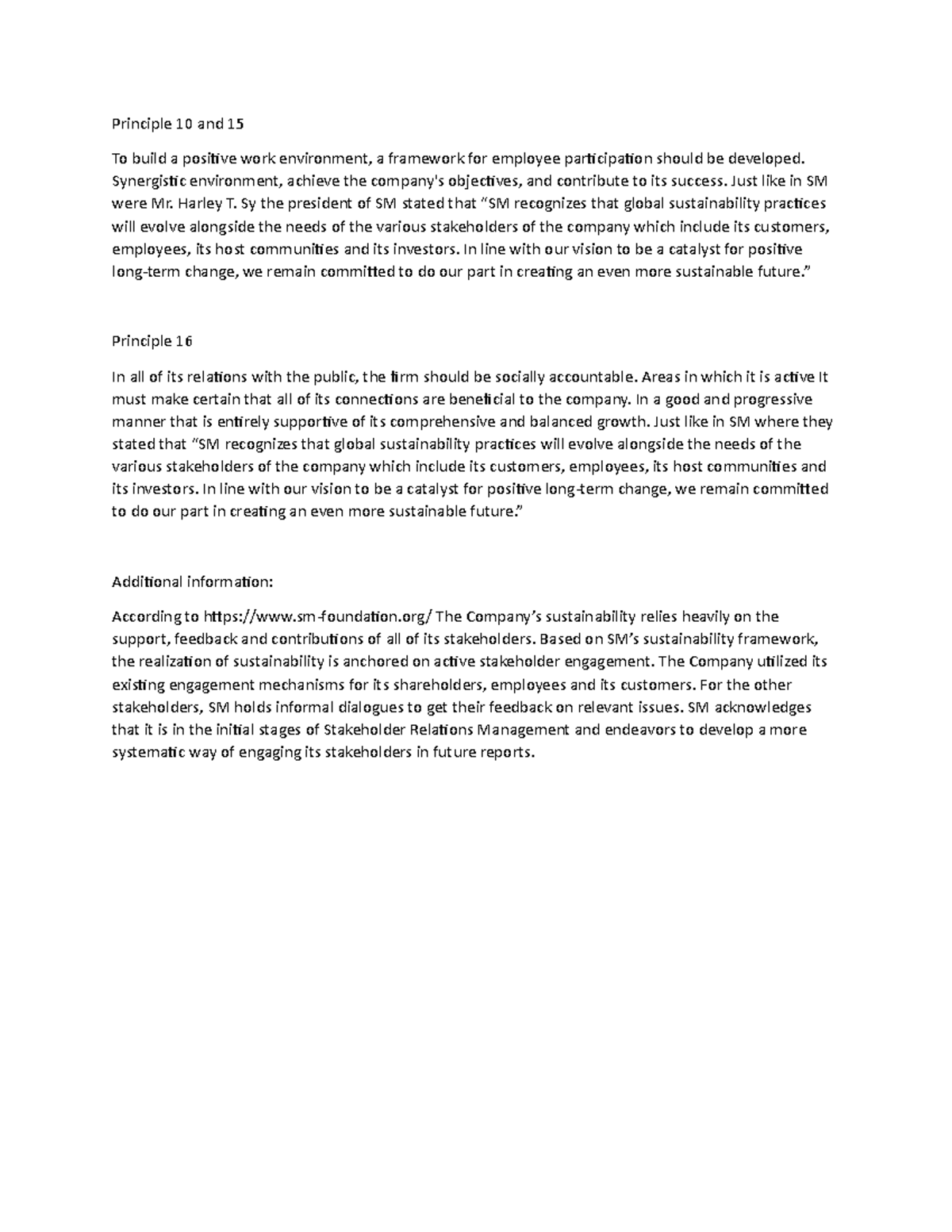 Principle group task 2 Prelim - Principle 10 and 15 To build a positive ...