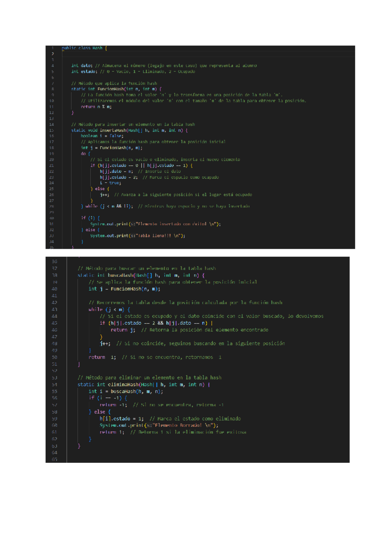 Tp3 - Tp3 Hash.java 100% - 1 public class Hash 2 3 4 int Almacena el número (legajo en este caso ...