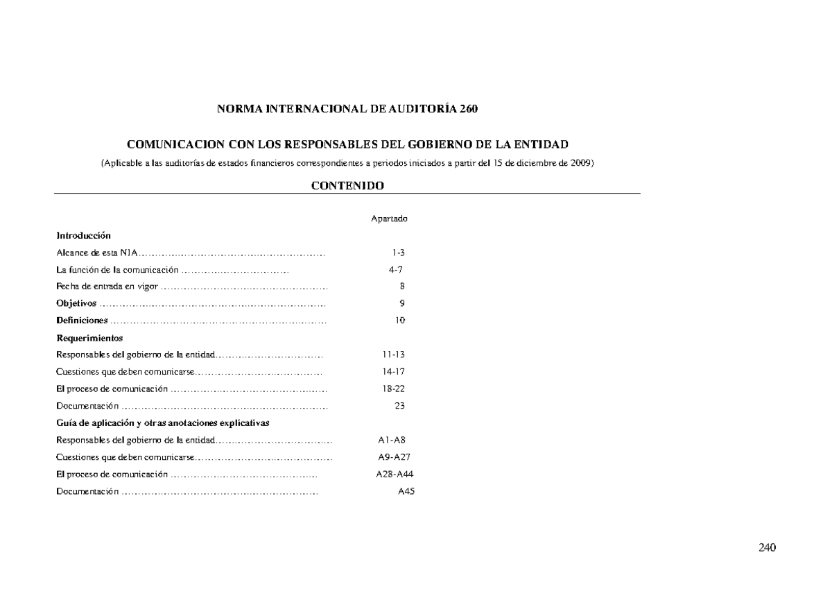 NIA 260- auditoria - NORMA INTERNACIONAL DE AUDITORÍA 260 COMUNICACION ...
