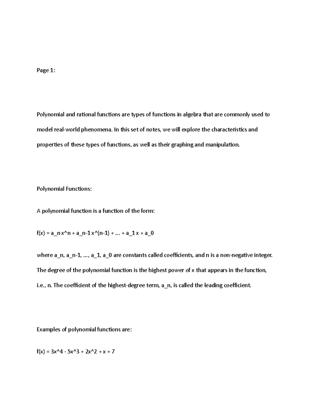 Polynomial - Page 1: Polynomial and rational functions are types of ...