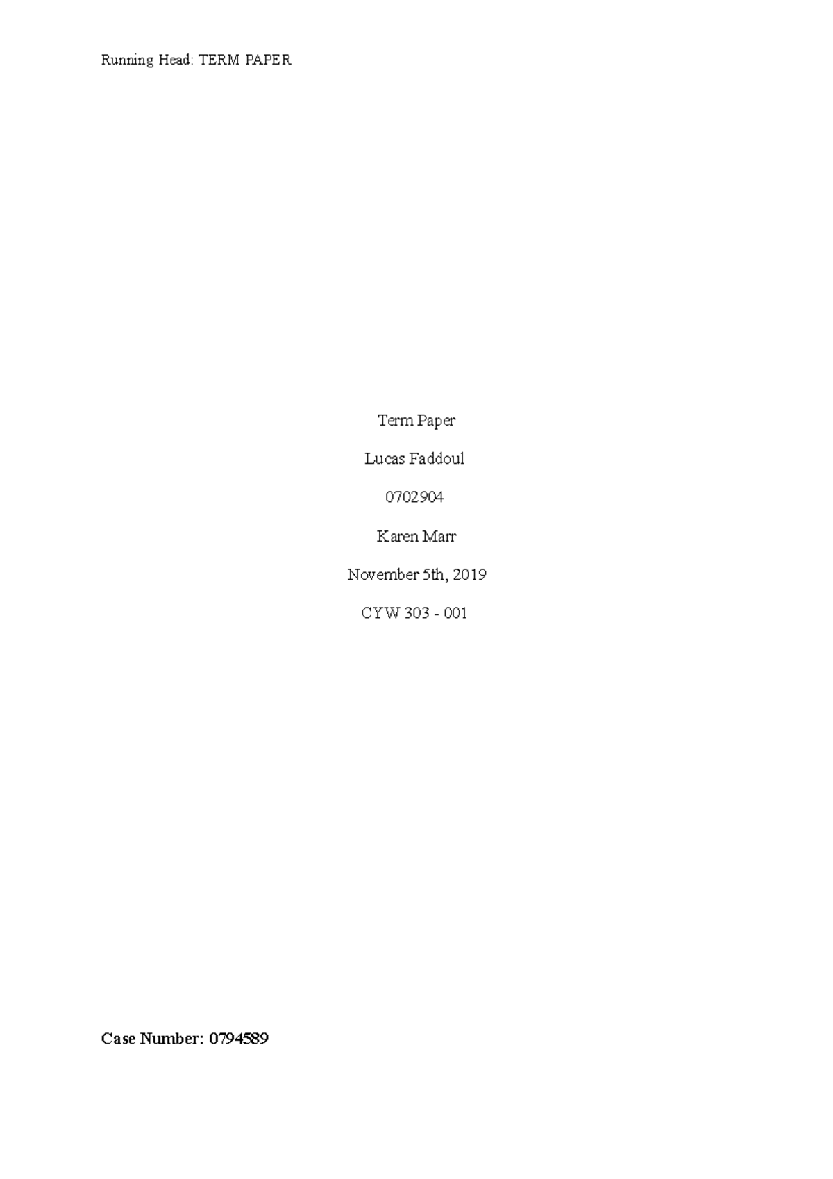 FBI Paper - class notes - Running Head: TERM PAPER Term Paper Lucas ...