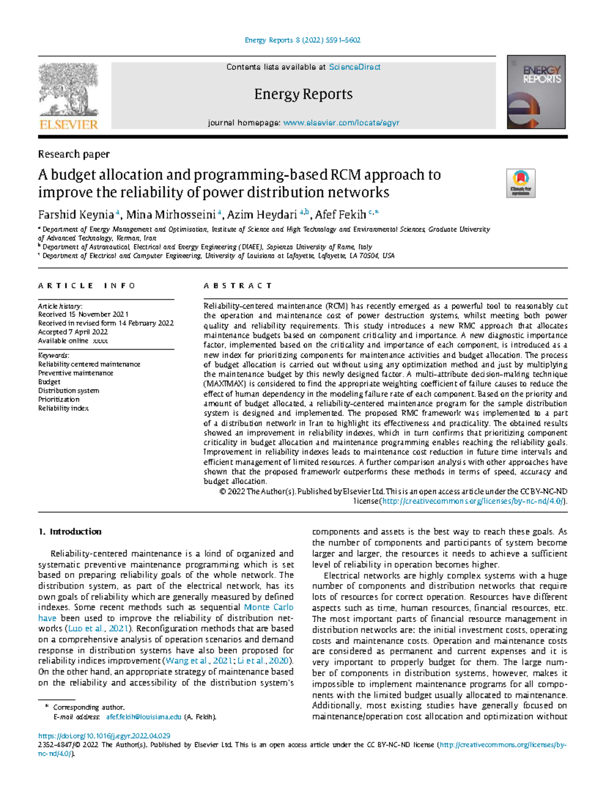 A budget allocation and programming-based RCM approach to improve the ...