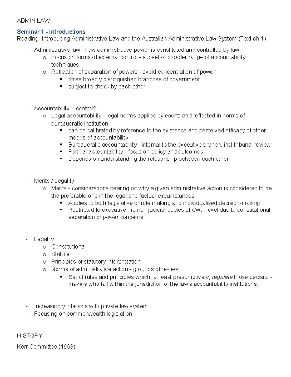 Admin LAW Notes - ADMIN LAW Seminar 1 - Introductions Reading ...