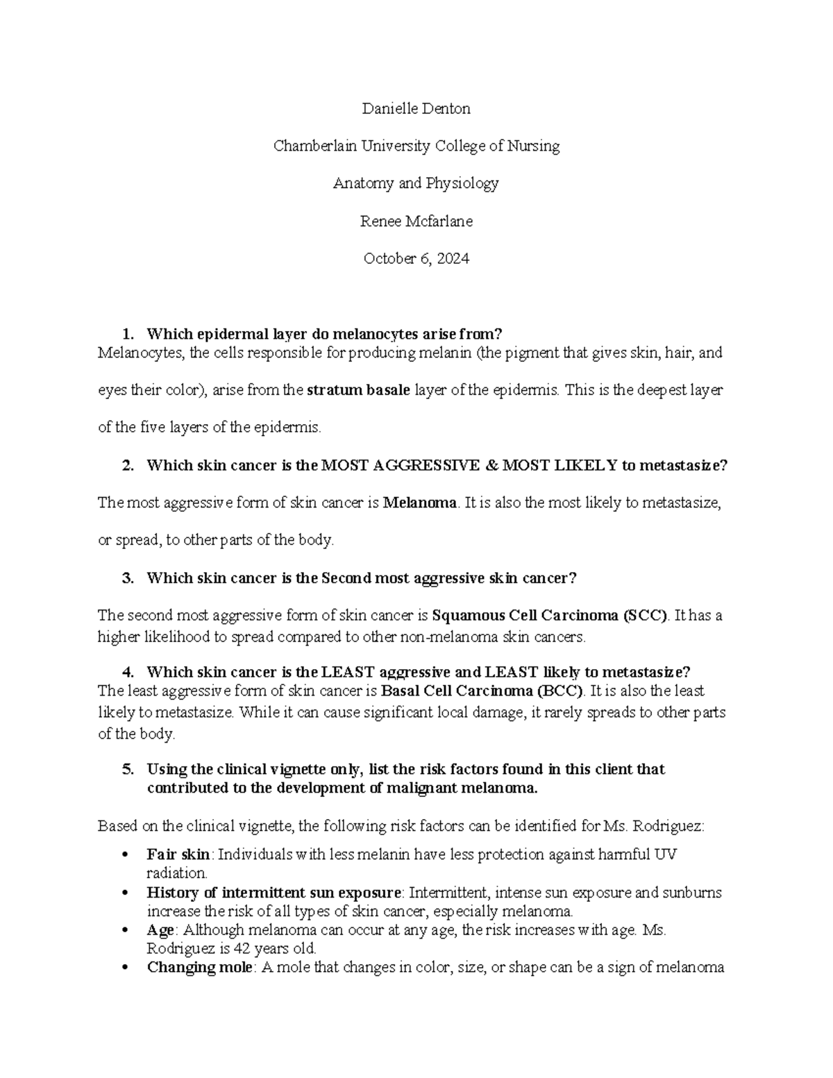 Case study week 5 - Danielle Denton Chamberlain University College of ...