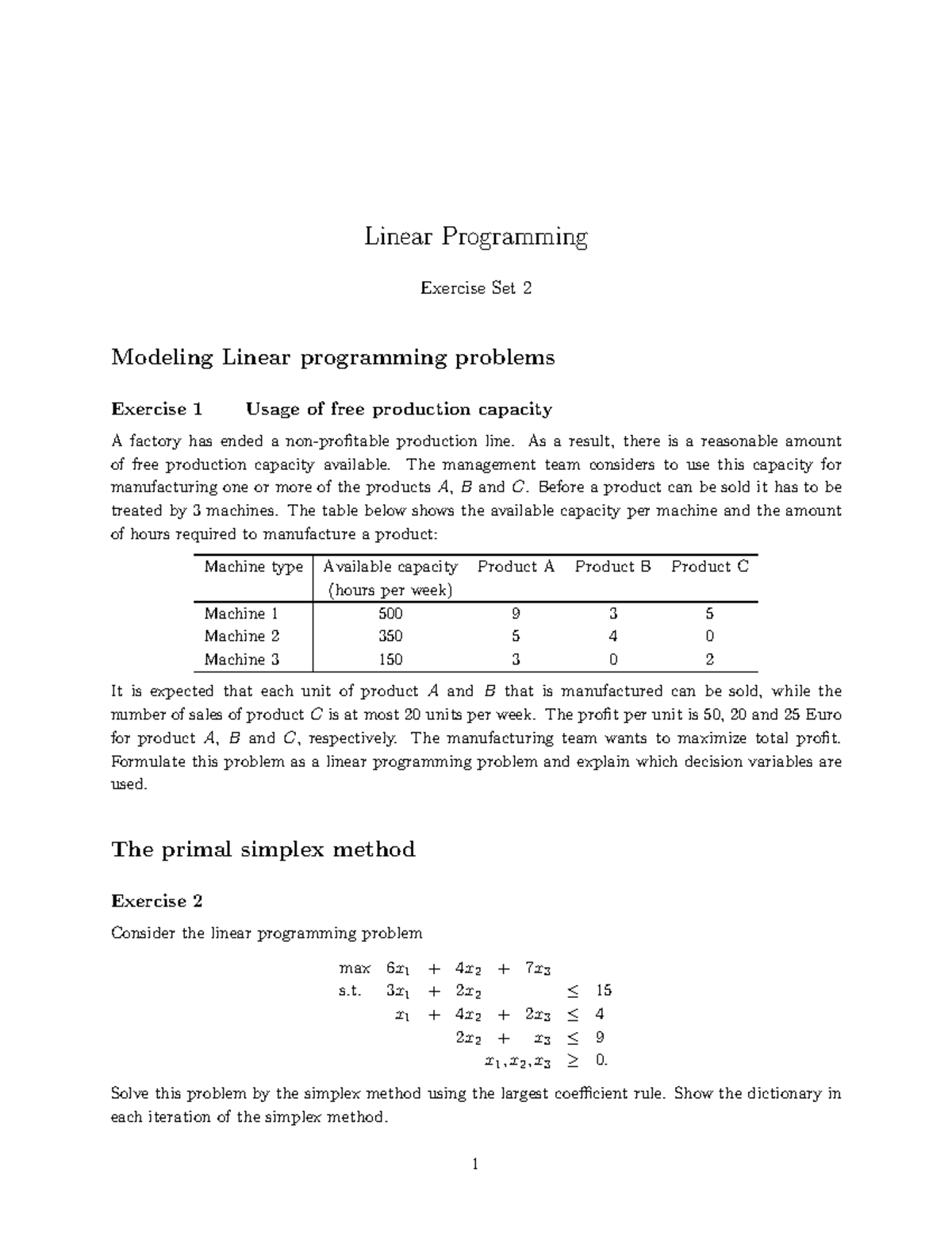 Homework Set 2 newest - Lineair programmeren huiswerk Set week 2 ...