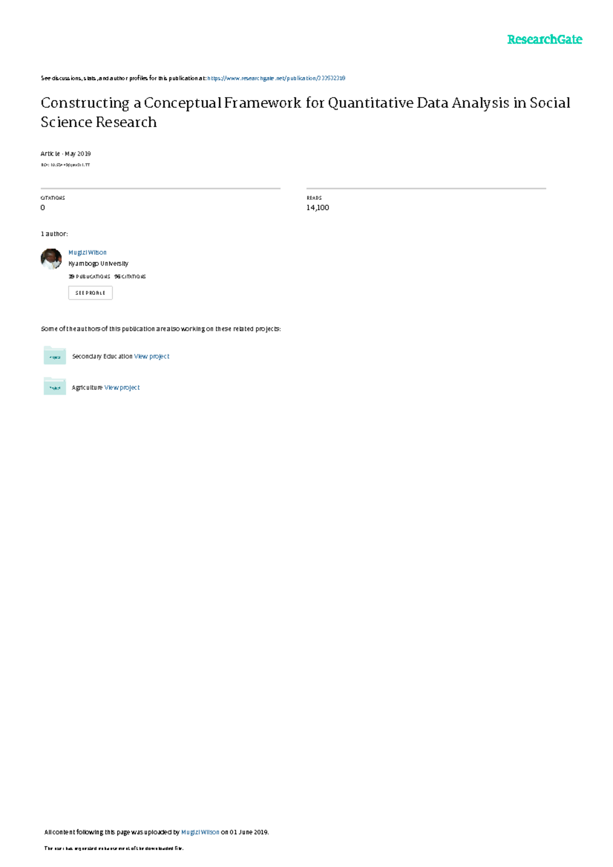Constructing a Conceptual Framework for Quantitative Data Analysis in ...