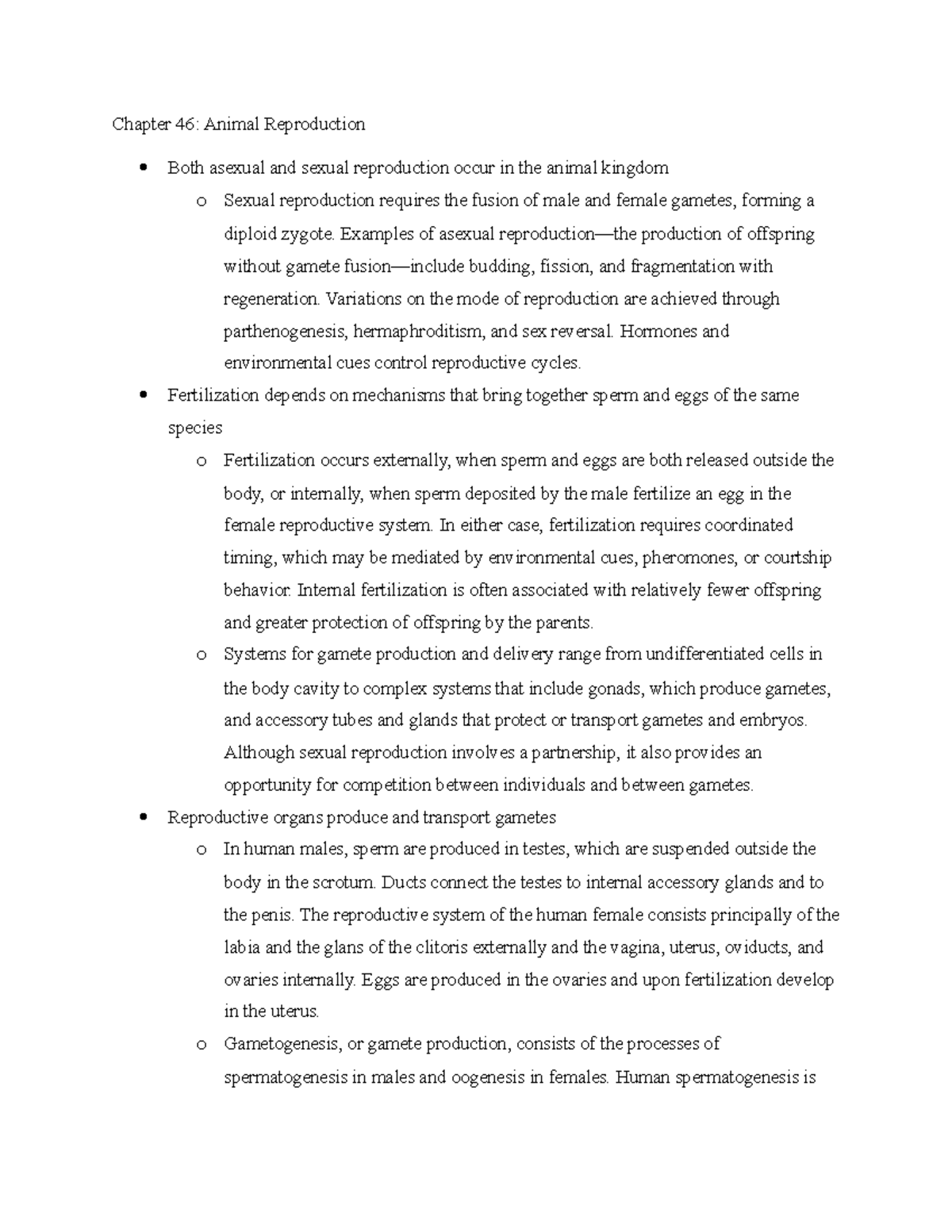 Biology Chapter 46 - Chapter 46: Animal Reproduction Both asexual and ...