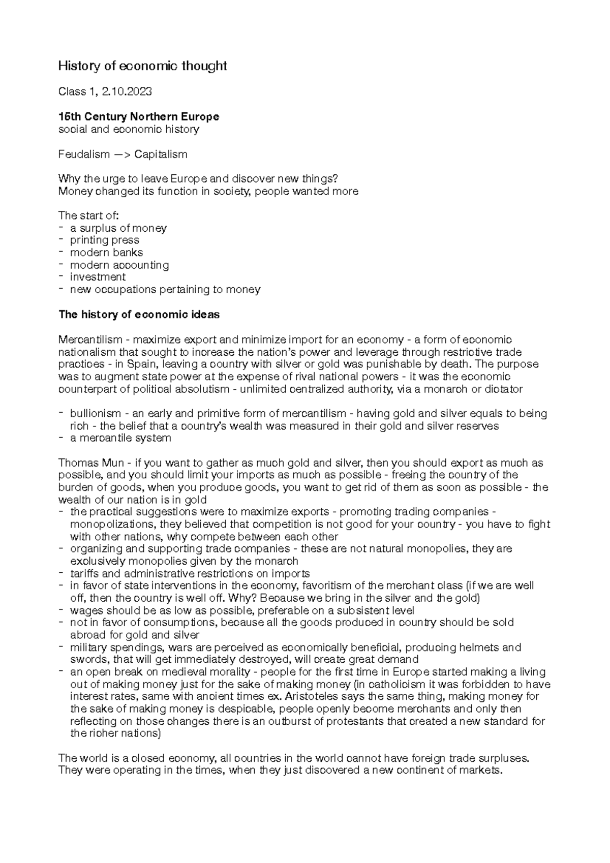 210101 History of Economic Thought - Monday - History of economic ...