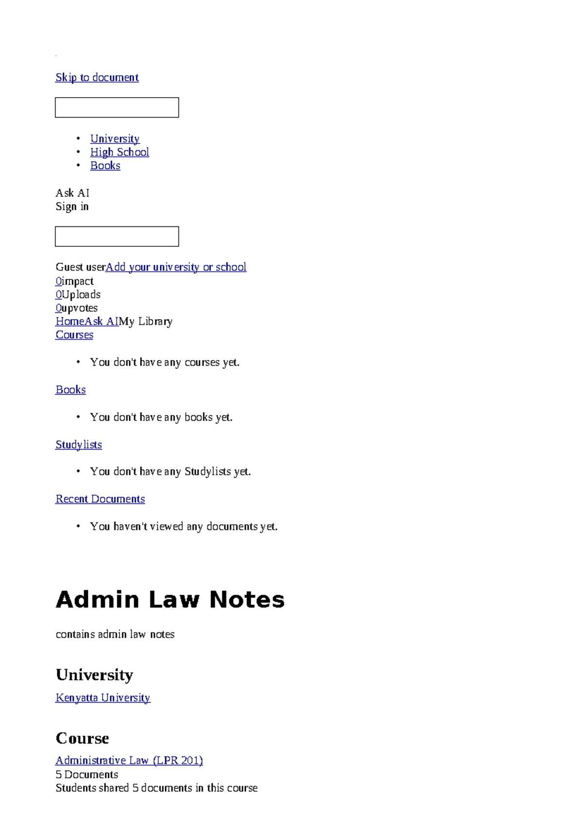 Admin-law-notes - admin law notes - Object 1 Skip to document ...