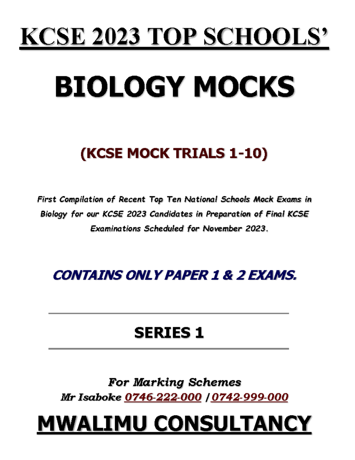 Biology 2023 TOP SCH'S Mocks - KCSE 2023 TOP SCHOOLS’ BIOLOGY MOCKS ...