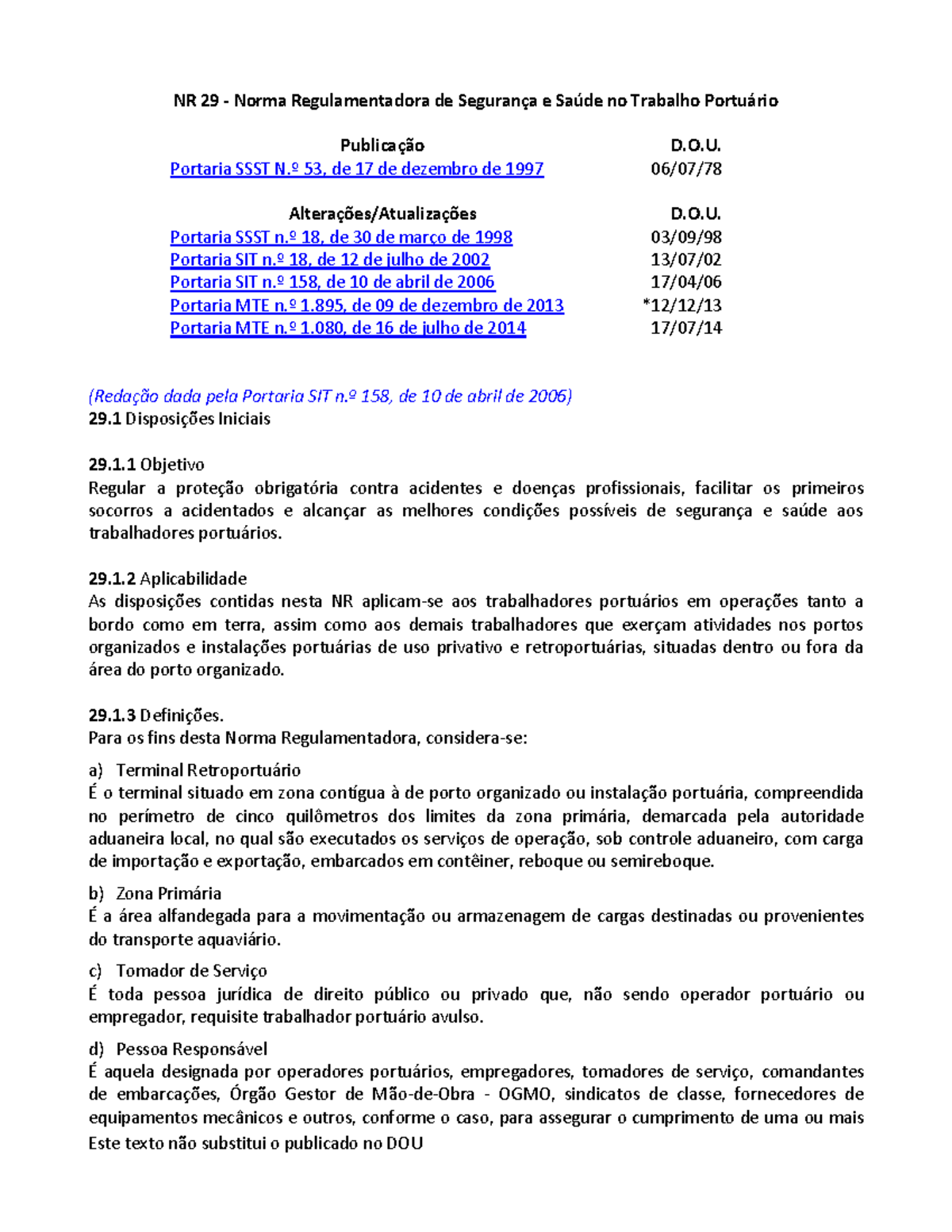 NR-29 - NORMAS REGULAMENTADORAS - NR 29 - Norma Regulamentadora de ...