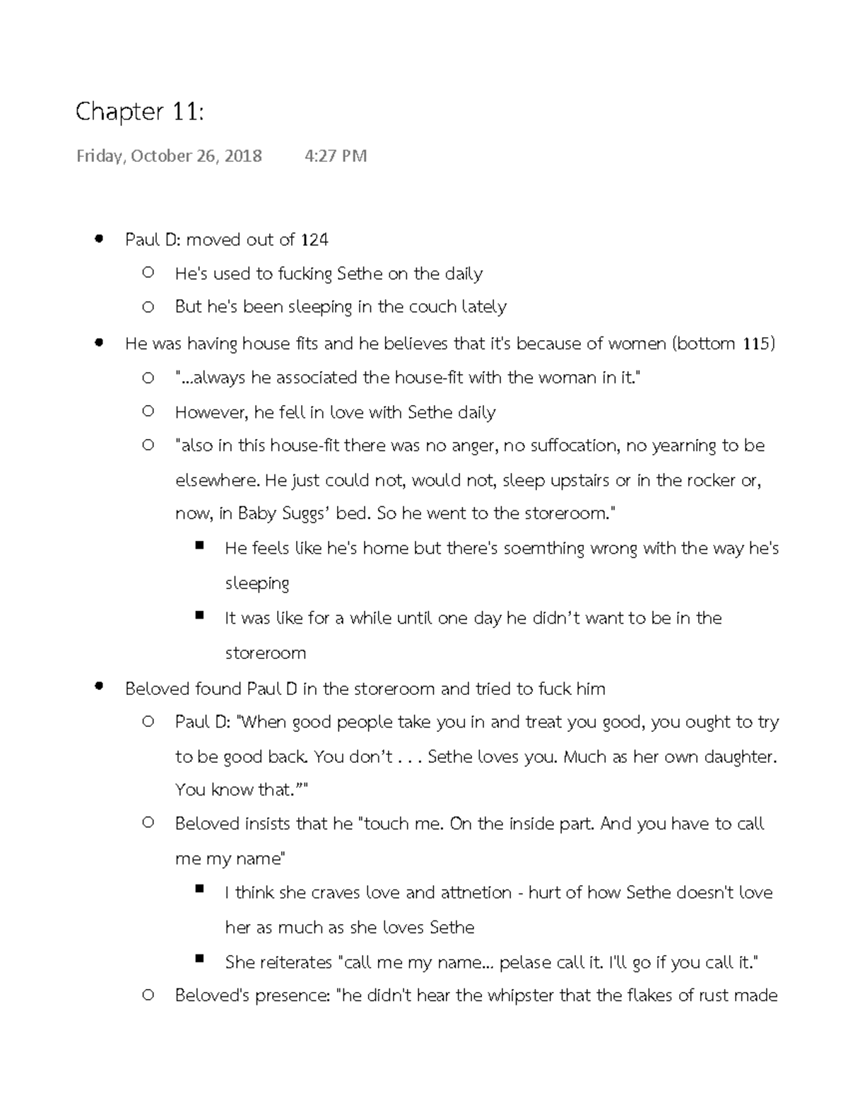 Beloved Chapter 11 - Chapter 11: Friday, October 26, 2018 4:27 PM Paul ...