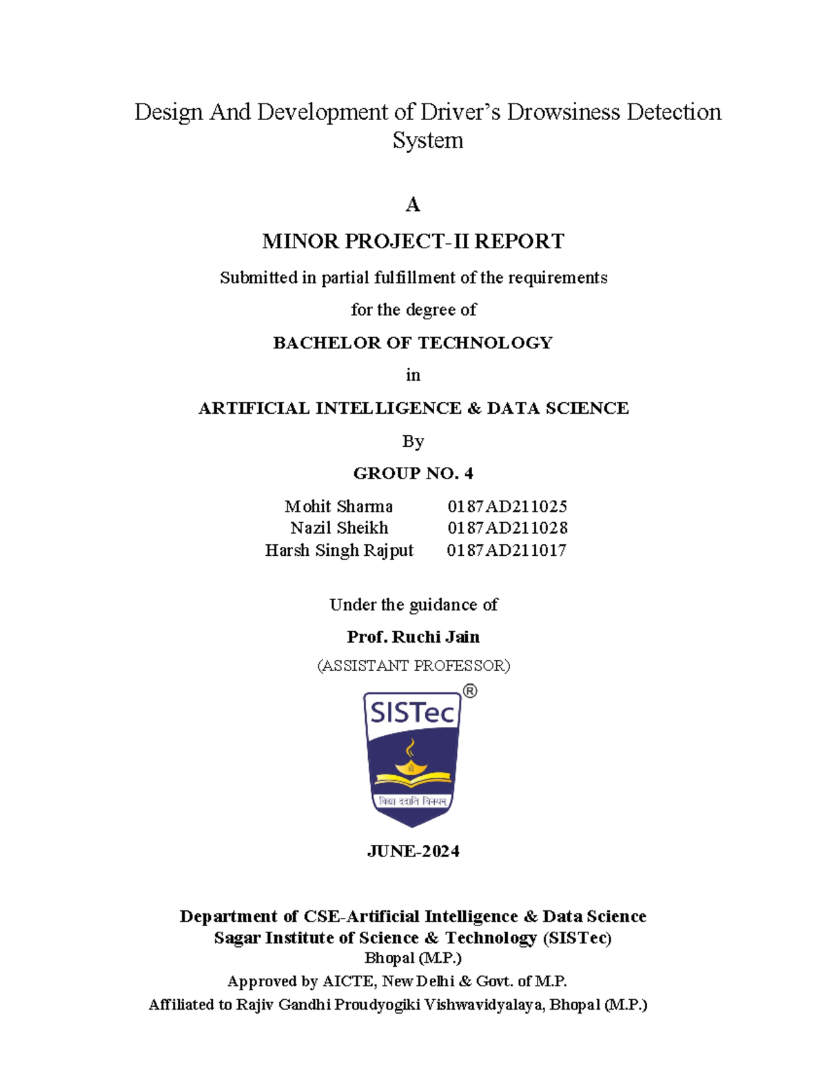 Project Documentation - Design And Development of Driver’s Drowsiness ...